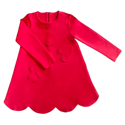 Qimoo淇木26春季新款童装女童柔软太空棉花朵连衣裙QWM1LP807P