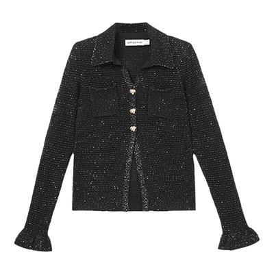 self-portrait钻饰长袖衬衫上衣