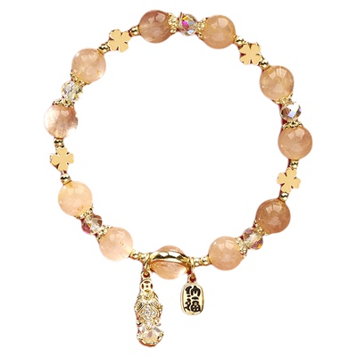 杭州灵隐黄水晶四叶草纳福手链