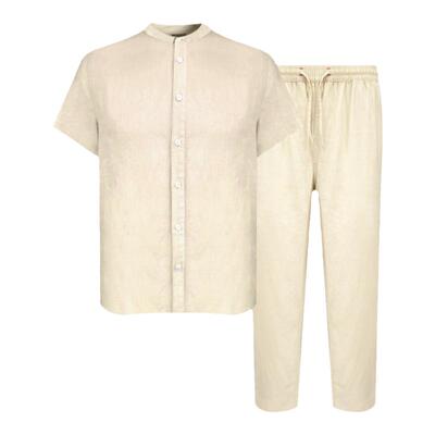 Byford/百富商场款夏亚麻凉爽家居服上衣长裤可配套-MH22033/34