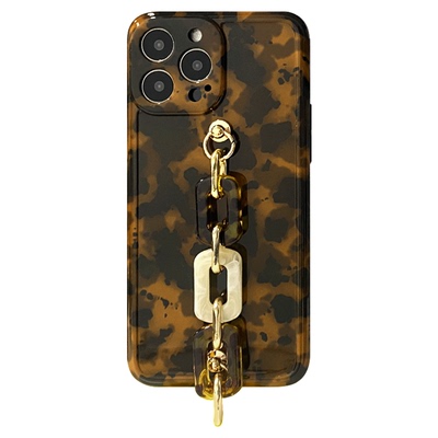 ins琥珀豹纹链条华为苹果手机壳