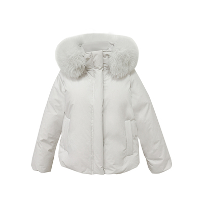 Lazy Didi云朵小暖包 狐狸毛领90白鸭绒短款羽绒服保暖加厚外套