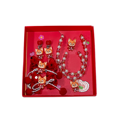 女童新年红色喜庆首饰礼盒套装