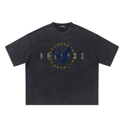 notsexx“星之鸽2“水洗正肩小领口短宽boxy短袖t恤长袖美式简约