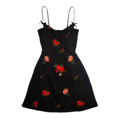 EVAN●正版SST纯欲花朵复古风吊带v领显瘦设计感蓬蓬裙短裙连衣裙