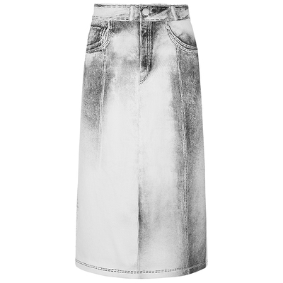 TrueReligion2024秋冬新品女士撞色印花针织半身裙