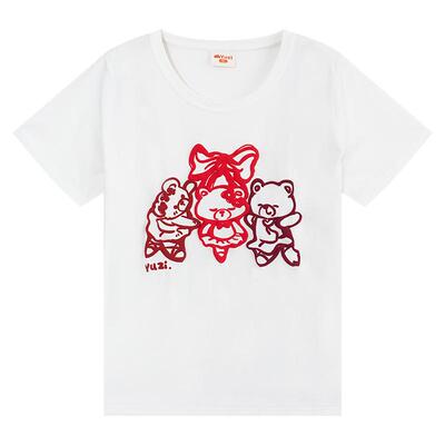 YUZI鱼子韩系圆领小熊短袖俏皮