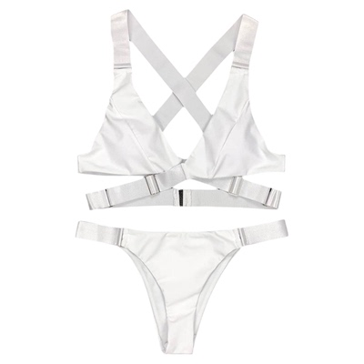 Solid adjustable sling split bikini纯色可调节吊带分体比基尼