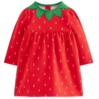 代购MiniBoden宝宝连衣裙 26春女童红色草莓长袖卫衣婴儿裙 0-3岁