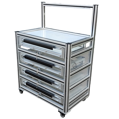 鎏鼎铝型材框架车间移动工具车可定制物料周转车带轮推车置物架子