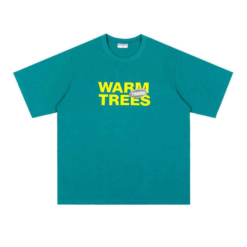 WARMTREES 2022SS金属标双排logo短袖T恤_虎窝淘