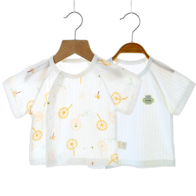 新生婴儿短袖凉爽纯棉夏季偏襟