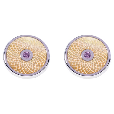 晚霞彩色雕花贝母袖扣男轻奢礼物