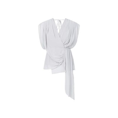 s.deer系带不规则拼接无袖衬衫