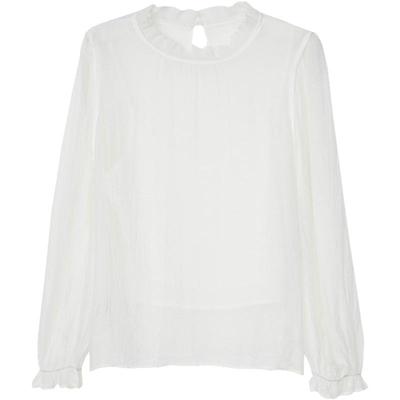 法式花边立领衬衫雪纺纱长袖上衣