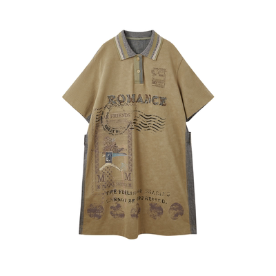 谜底POLO连衣裙短袖2026夏季新品复古招贴画印花个性女262ML0615