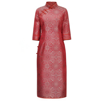 香薇姿复古早秋婚宴修身盘扣旗袍