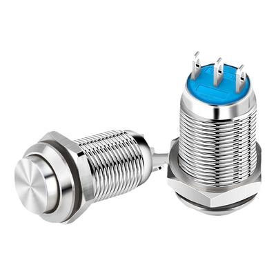 10 12mm金属按钮开关 防水防尘抗暴圆形自锁复位小型开关2A 36V