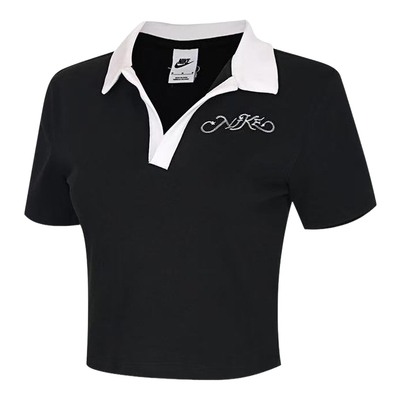 NIKE耐克女子短袖翻领POLO衫夏季运动休闲短款运动T恤IR7565-010