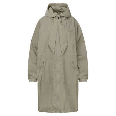 纯色连帽风衣男女同款中长款外套