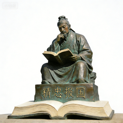 古代将军爱国人物尽忠报国主题铸铜人物雕像玻璃钢仿铜雕塑定制