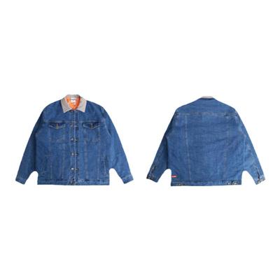 纯色水洗夹克宽松翻领蓝色长袖