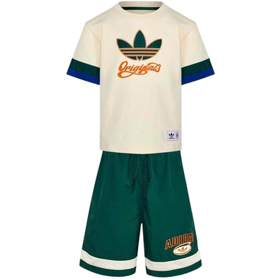 adidas阿迪达斯三叶草小童LK BB TS运动休闲短袖套装KG3341