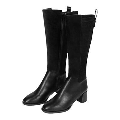 ortr女鞋百搭高筒粗跟骑士靴