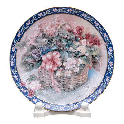 美国花卉装饰瓷盘百合郁金香牡丹