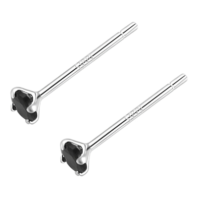 s999纯银黑色耳钉锆石男气质