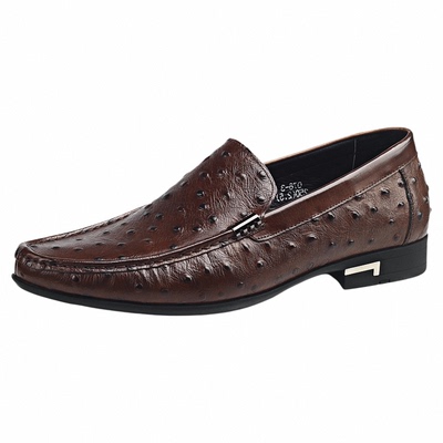 VQGT夏季鸵鸟商务休闲皮鞋乐福鞋