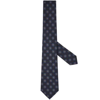 CANALI康纳利蓝色真丝配提花嵌饰标准型男士领带