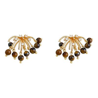 美拉德虎眼石烟花无耳洞耳夹