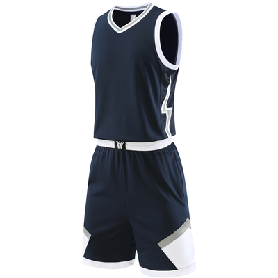 美式篮球服套装定制球队比赛训练服中大学生队服背心球衣S003藏青