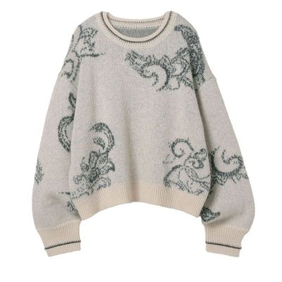 JEANASIS 毛针织衫女冬季新款印花休闲日系短款毛衣210075