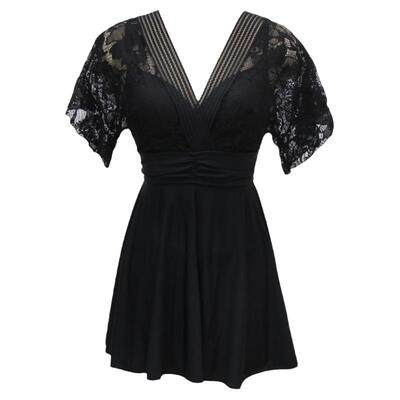 黑色蕾丝性感女士连体裙式游泳衣