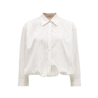 t区绫致CoutureMade衬衫女冬高领针织内搭假两件条纹上衣