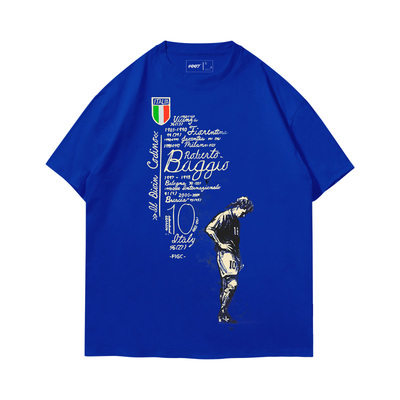 TEE7-足球传奇球星T恤齐达内贝克汉姆C罗皮耶罗巴乔纯棉宽松短袖