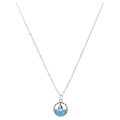 圆牌海洋帆船项链设计感锁骨链新