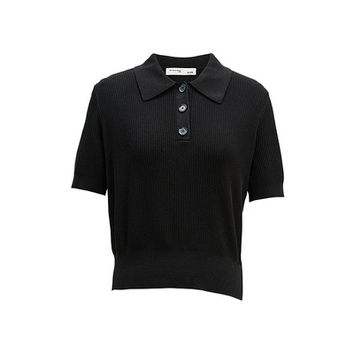 【会员价807元】AUM噢姆秋季棉感大花肌理感落肩袖黑色针织上衣