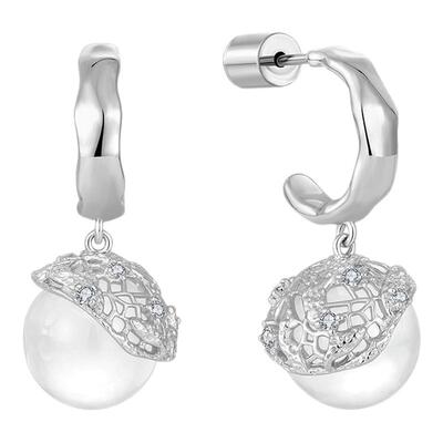 VEKE「霜珀摇」白水晶耳环925银针高级感原创轻奢耳饰