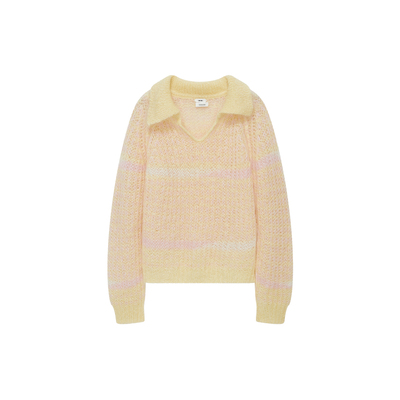 IMMI X LOOKNOW设计师品牌25秋冬新品渐变马海毛翻领套头针织衫