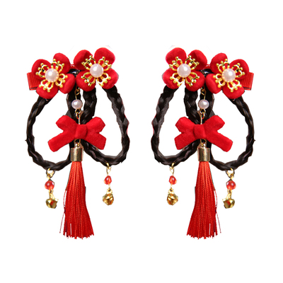 女孩古风红色流苏发夹2026新年