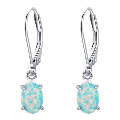 摩典925银法式复古欧泊优雅耳环