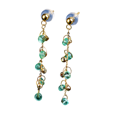 祖母绿耳线女18k金流苏耳饰彩宝