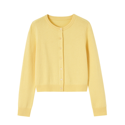 indicia标记商场同款25春新款简约黄色开衫减龄针织衫F2A5KS059F
