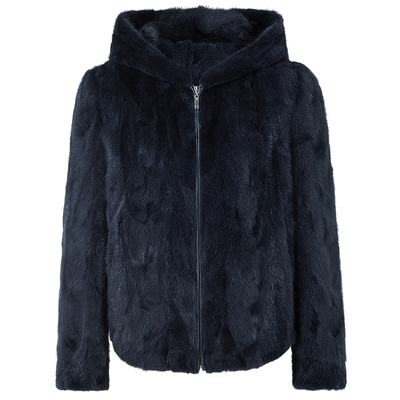 【水貂毛皮】NAERSI/娜尔思绵羊皮皮草连帽设计双倍御寒25冬新款