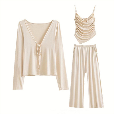 奶皮糯叽叽带胸垫睡衣套装