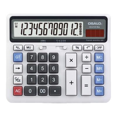 OSALO奥斯欧2135计算器MAX大屏显示12位太阳能电池双重供电大台式