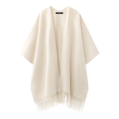拉夏贝尔/La Chapelle秋冬款针织披肩女外搭新款时尚流苏斗篷开衫
